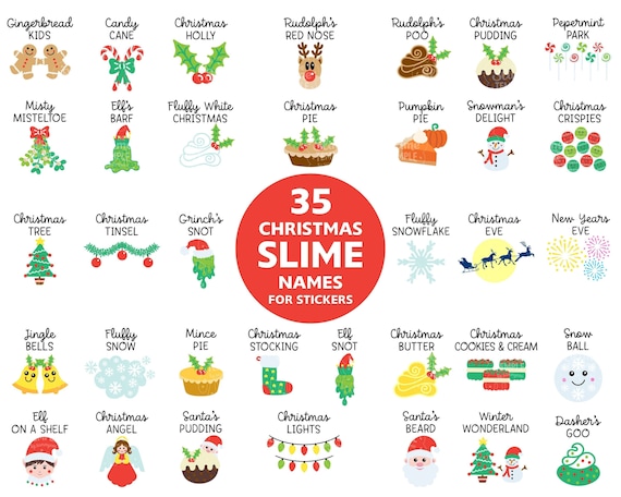 35 Christmas Slime Names Design Bundle / Slime Pot Stickers / | Etsy
