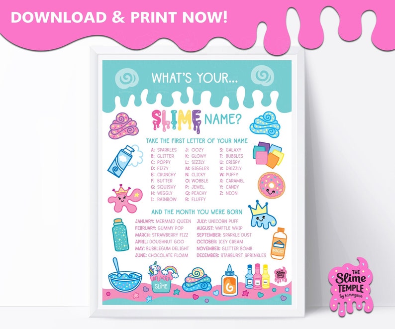 What's Your Slime Name Poster / Extra Large & Small Formats / Slime ...