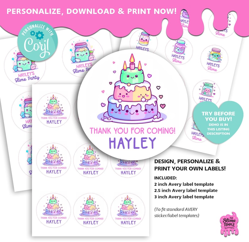 EDITABLE Slime Pot Labels | 2, 2.5, or 3-inch Label Template | Avery ...