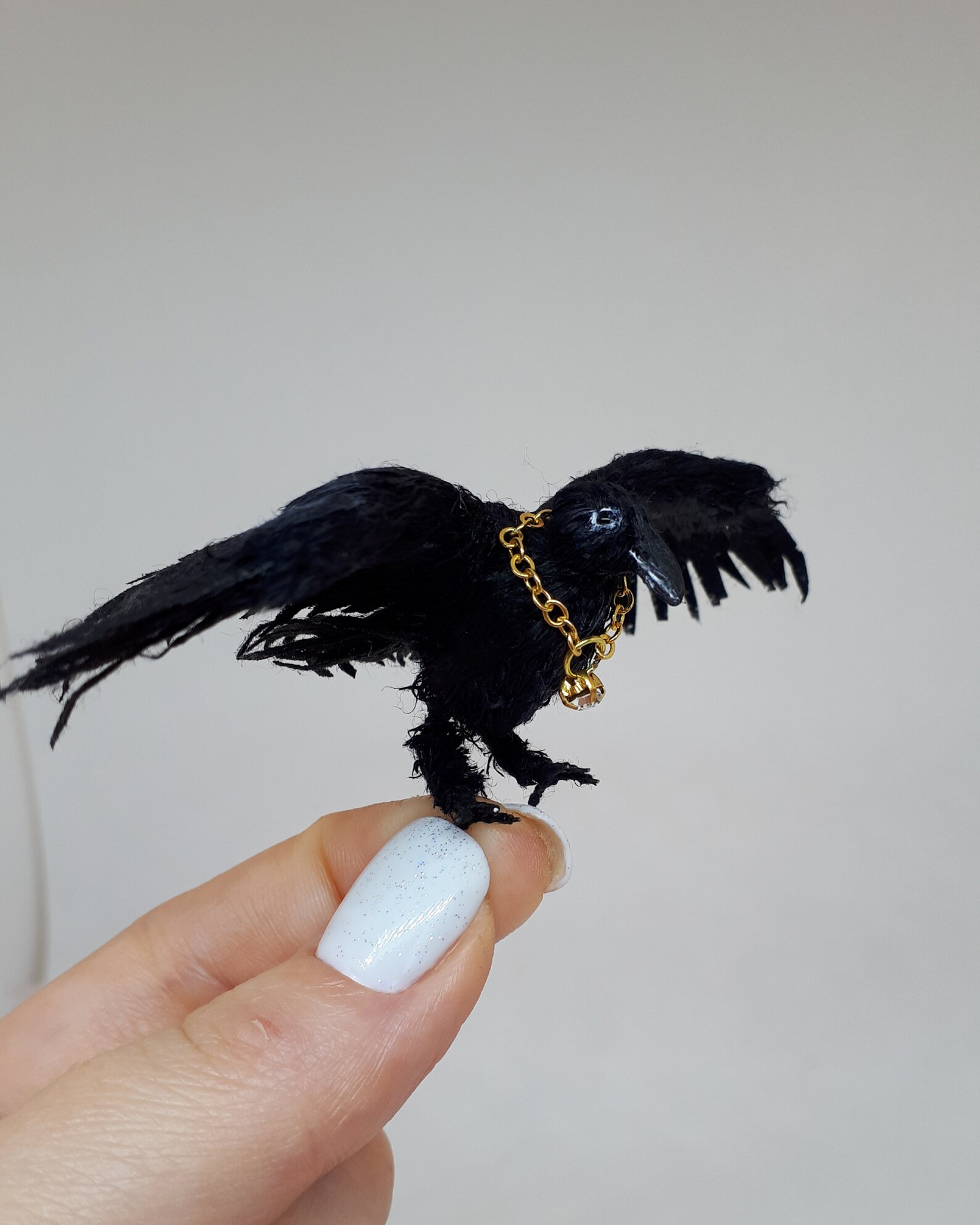 Miniature realistic bird. Black crow. Amigurumi toy. Dollhouse | Etsy