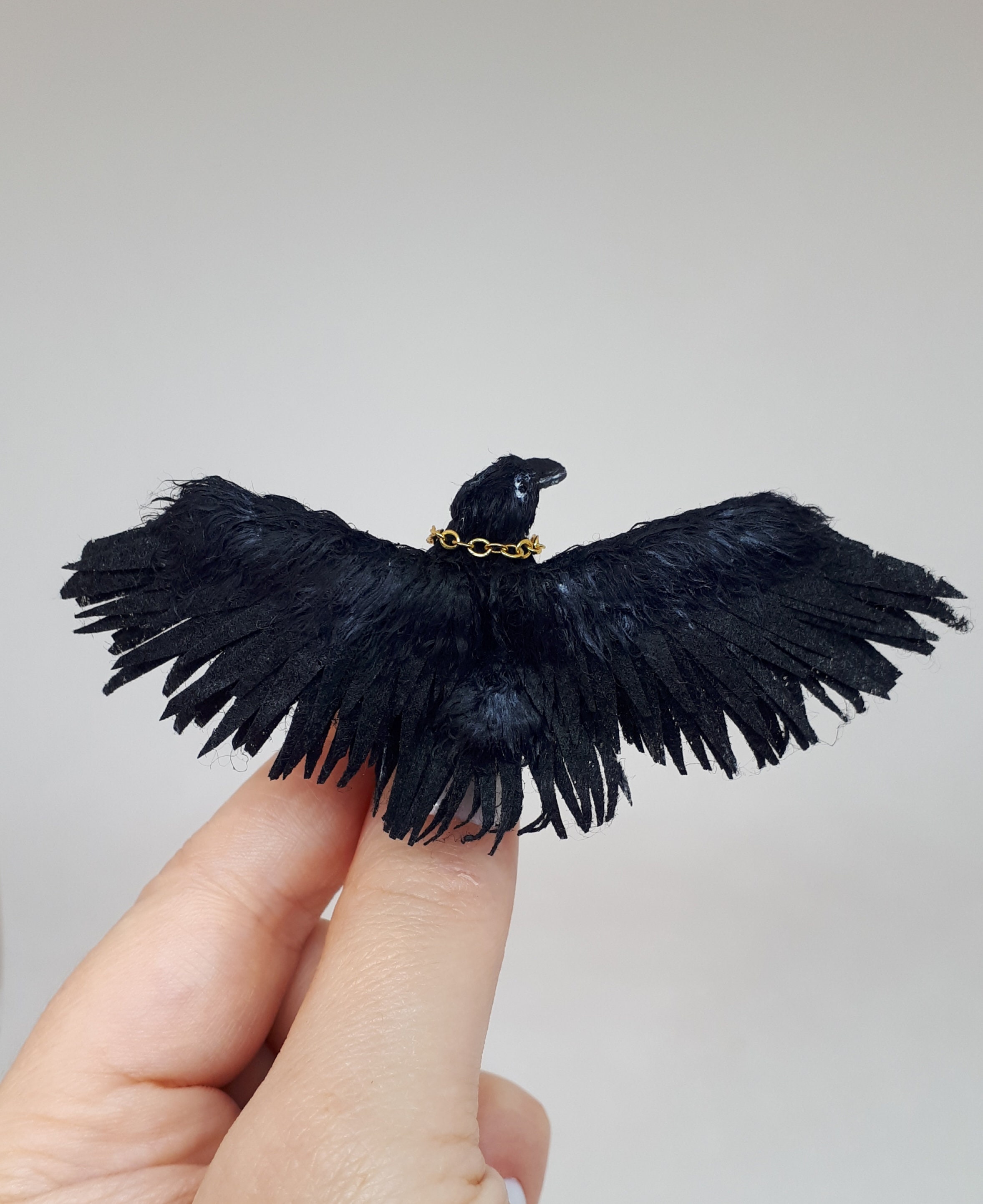 Miniature realistic bird. Black crow. Amigurumi toy. Dollhouse | Etsy