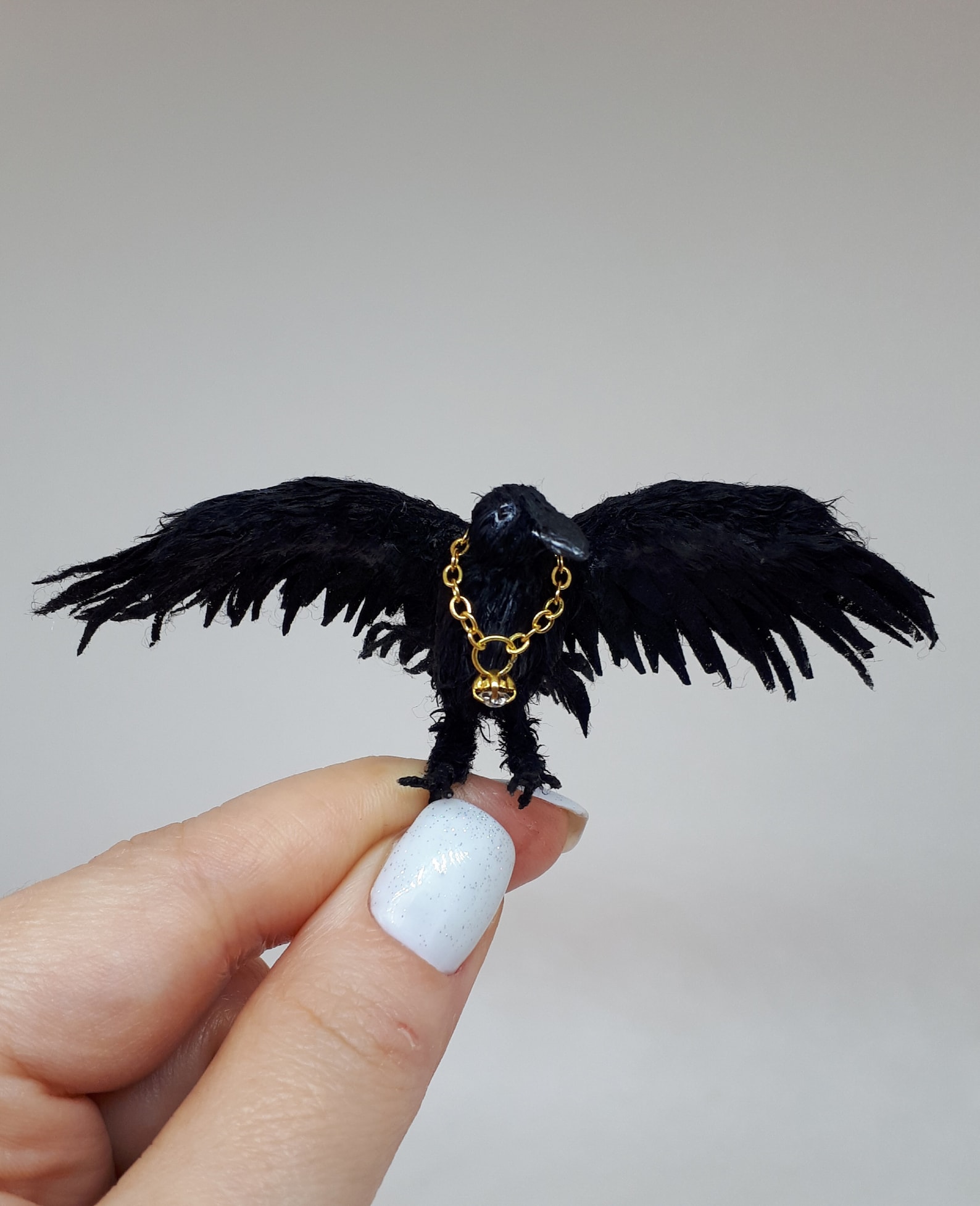 Miniature realistic bird. Black crow. Amigurumi toy. Dollhouse | Etsy