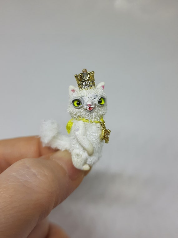 Micro cat Handmade cat doll. Amigurumi animal crochet Miniature stuffed ...