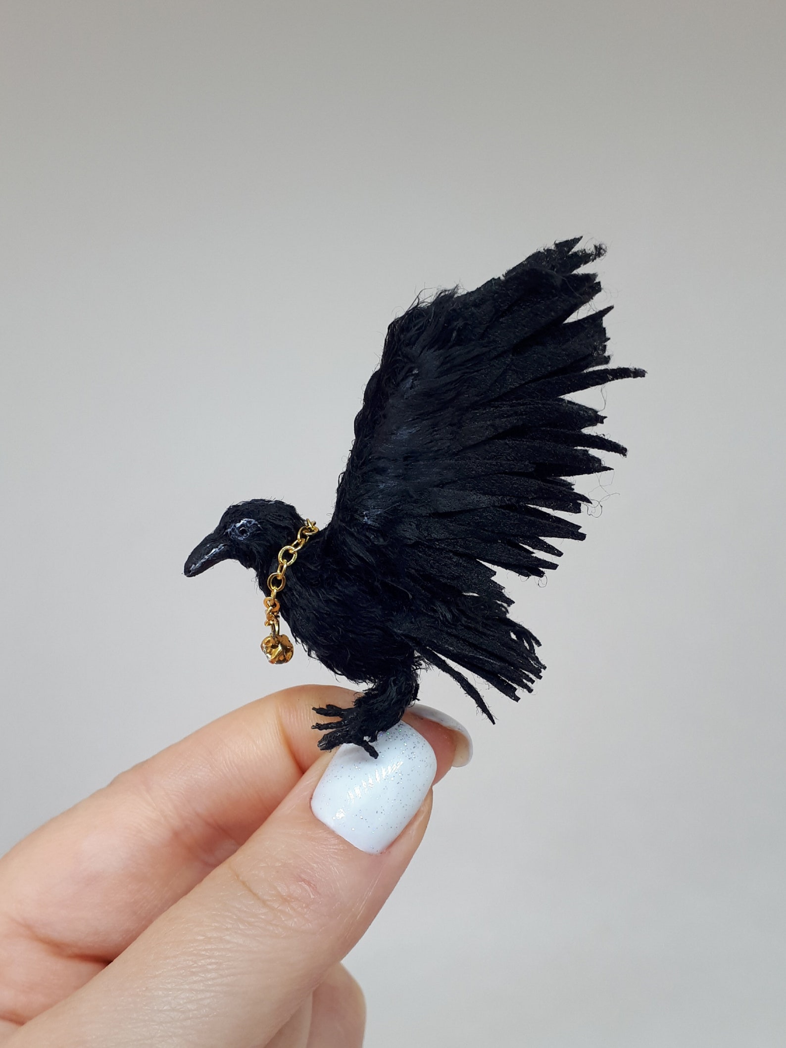 Miniature realistic bird. Black crow. Amigurumi toy. Dollhouse | Etsy