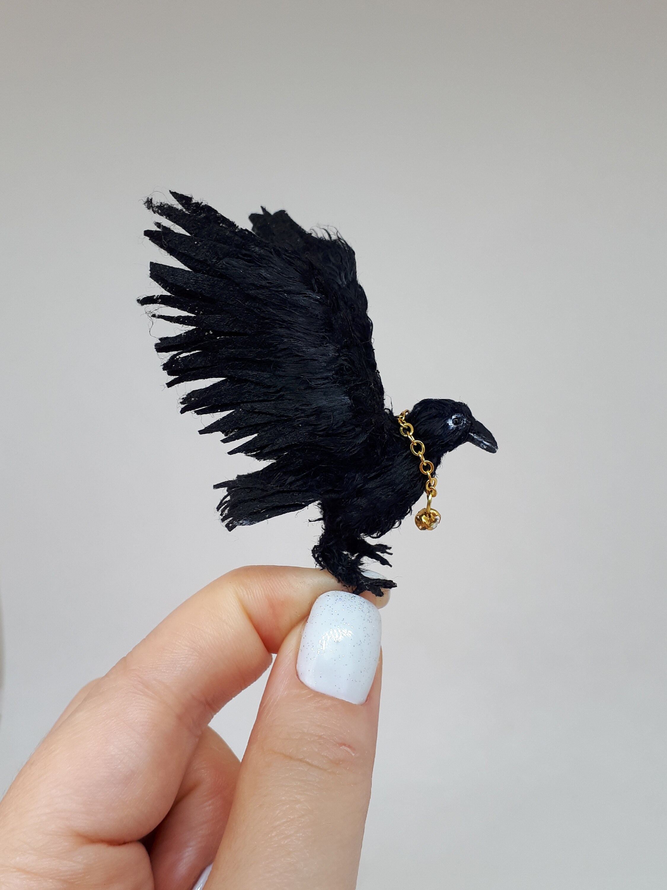 Miniature realistic bird. Black crow. Amigurumi toy. Dollhouse | Etsy