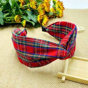 Red Christmas Plaid Cross Headband,headband for Women,wide Headband,green Tartan Fabric Headband ...