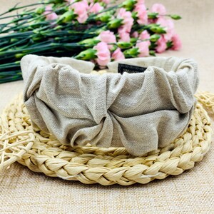 Original Linen Pleated Headband,linen Ruched Ruffle Headband,linen ...