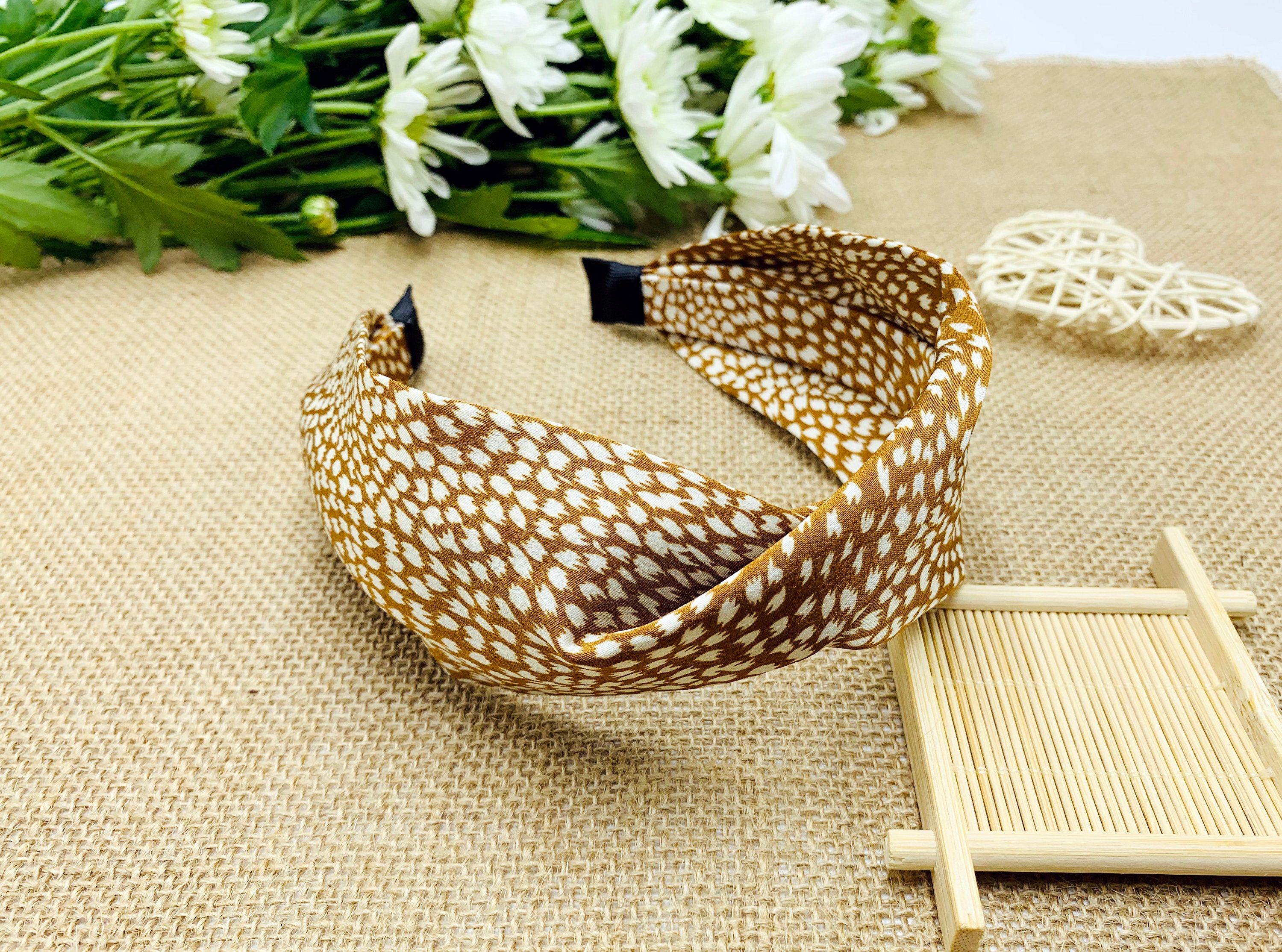 Caramel Polka Dots Twist Headband,wide Headband,boho Headband,stylish ...