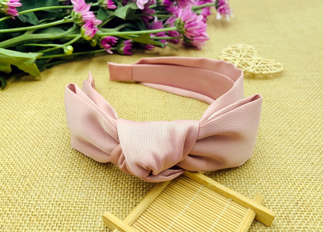 Pink Satin Bow Headband,pink Satin Bow Knotted Headband,headbands for ...