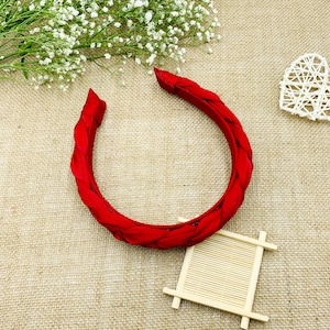 Red Satin Braided Headband,stylish Fashion Hairband,braided Aliceband ...
