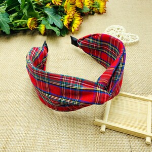 Red Christmas Plaid Cross Headband,headband for Women,wide Headband,green Tartan Fabric Headband ...