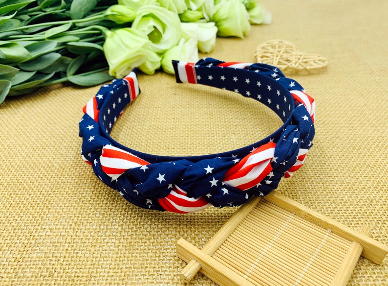 American Flag Braided Headband4th of July Headbandpatriotic - Etsy