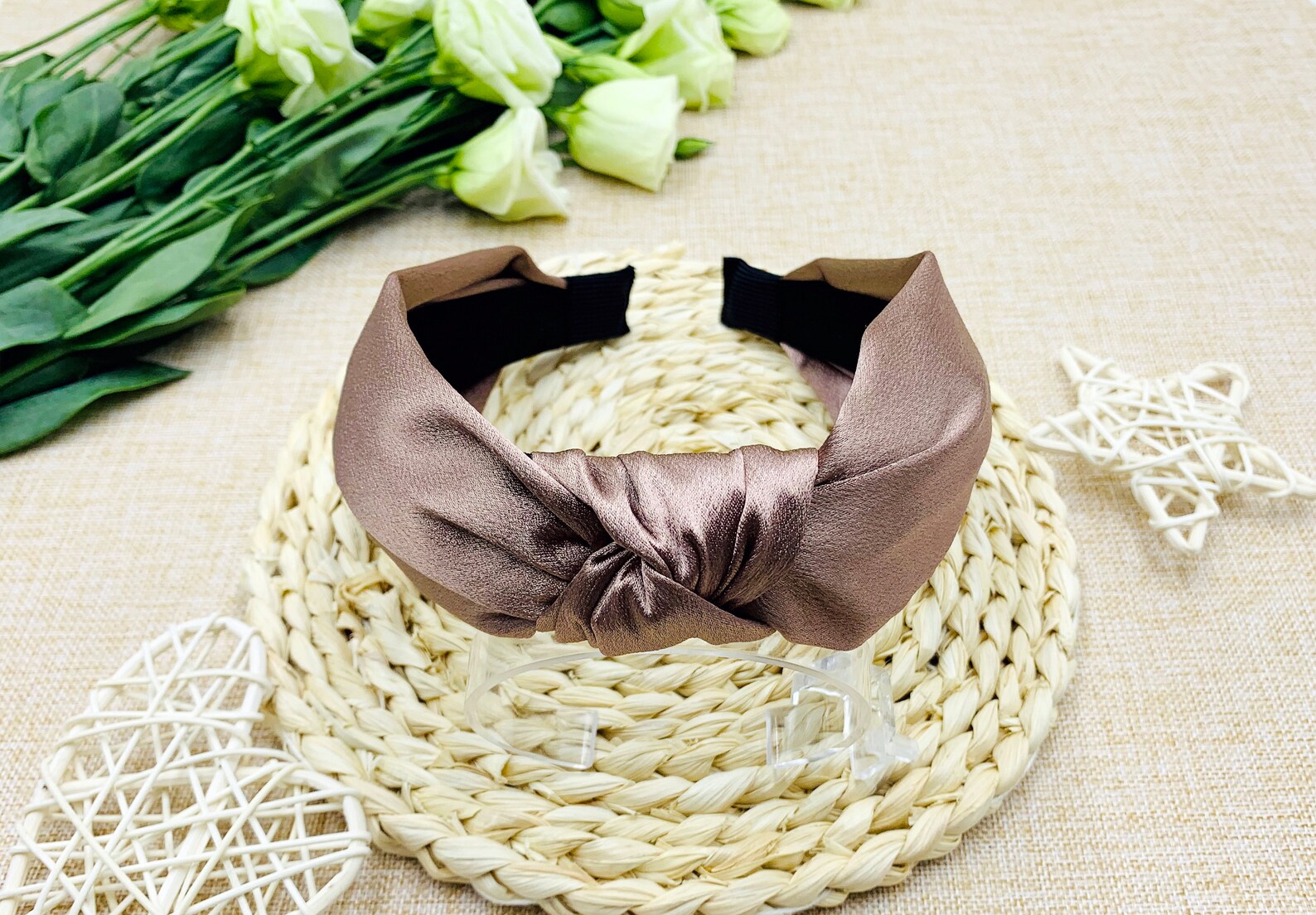 Lotus root purple satin knotted headbandSatin HeadbandBoho | Etsy