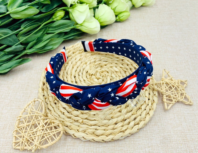 American Flag Braided Headband4th of July Headbandpatriotic - Etsy