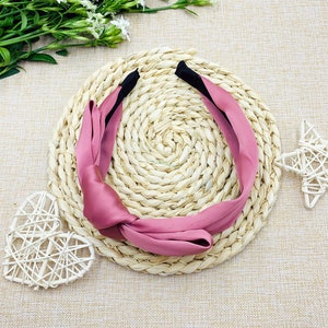 Pink Satin Big Side Bow Knotted Headbandstylish Fashion - Etsy
