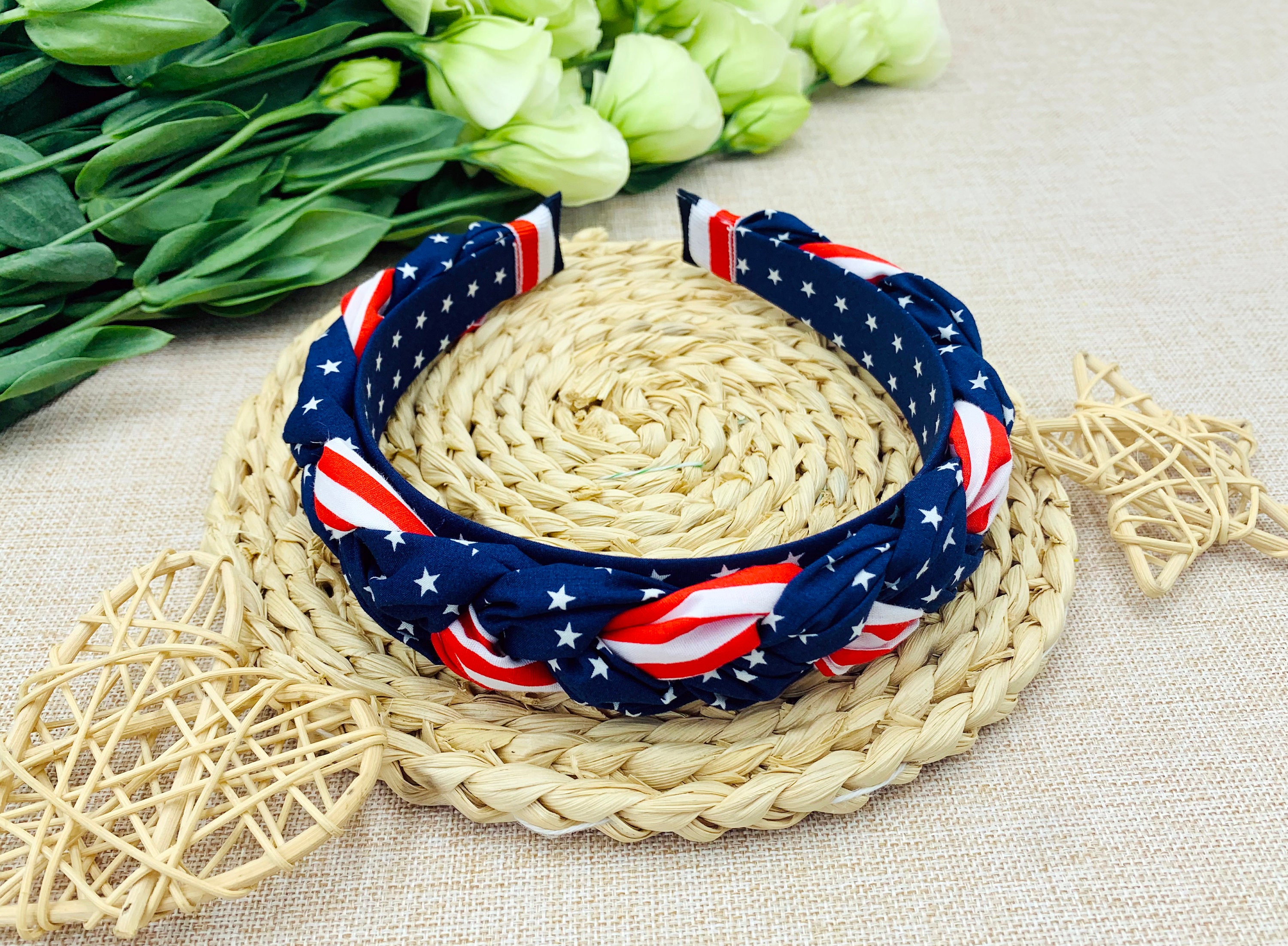 American Flag Braided Headband4th of July Headbandpatriotic - Etsy