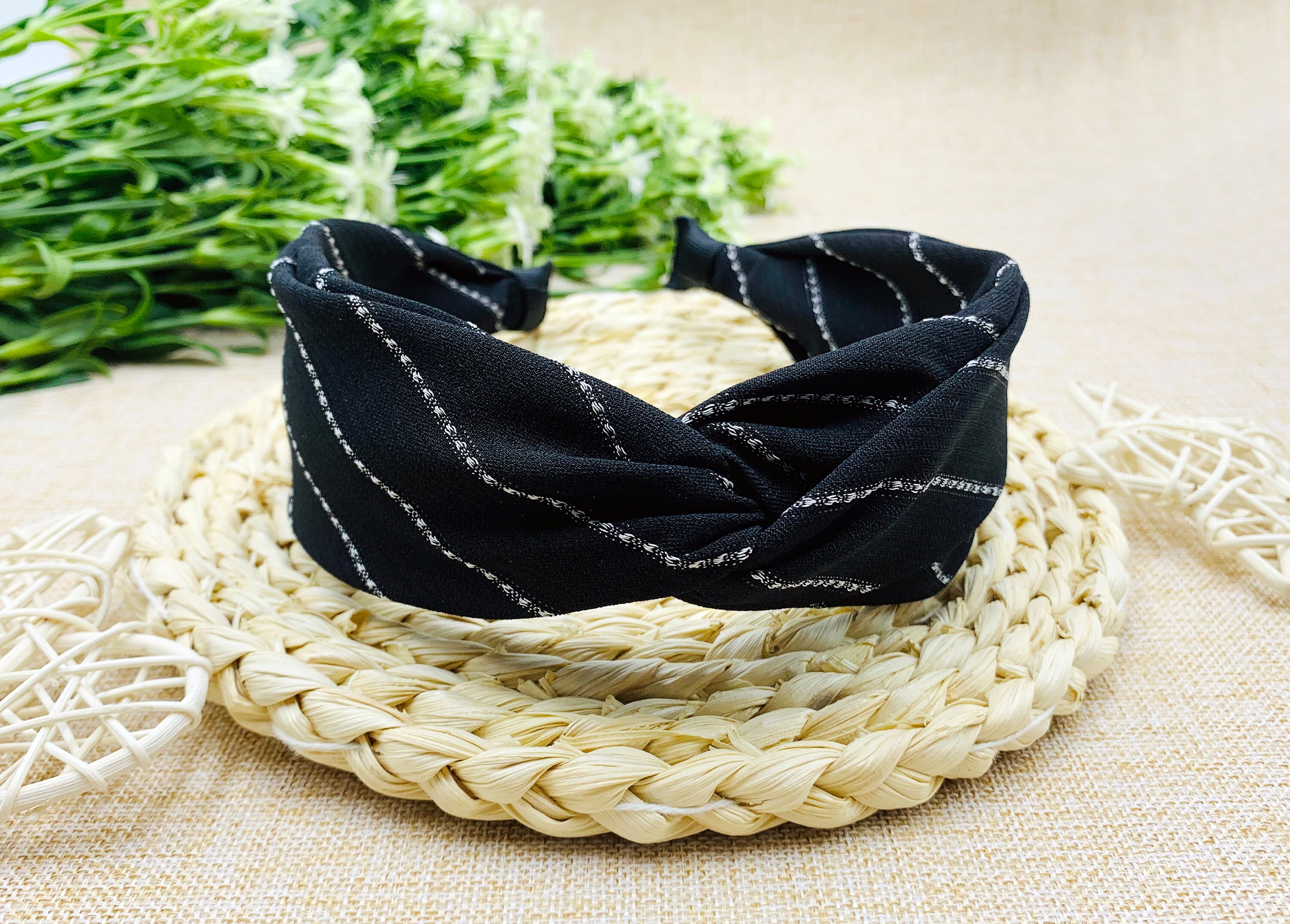 Black stripes cross headbandstylish fashion | Etsy