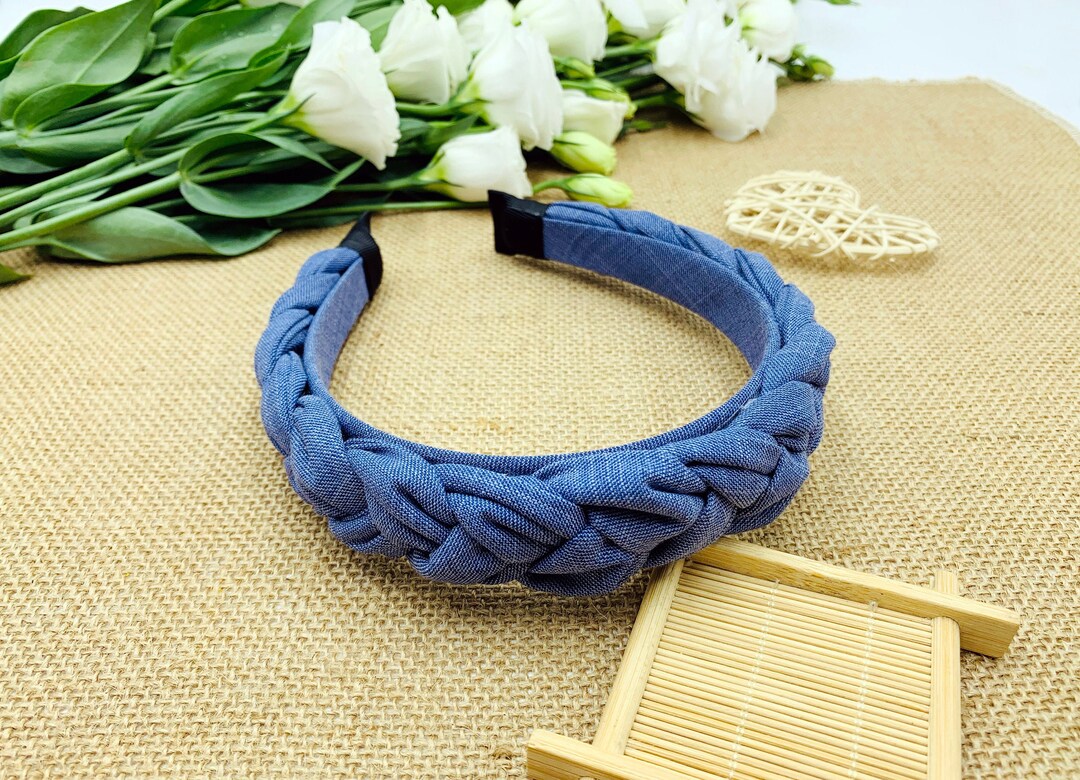 Blue Denim Braided Headband,stylish Fashion Hairband,braided Aliceband ...