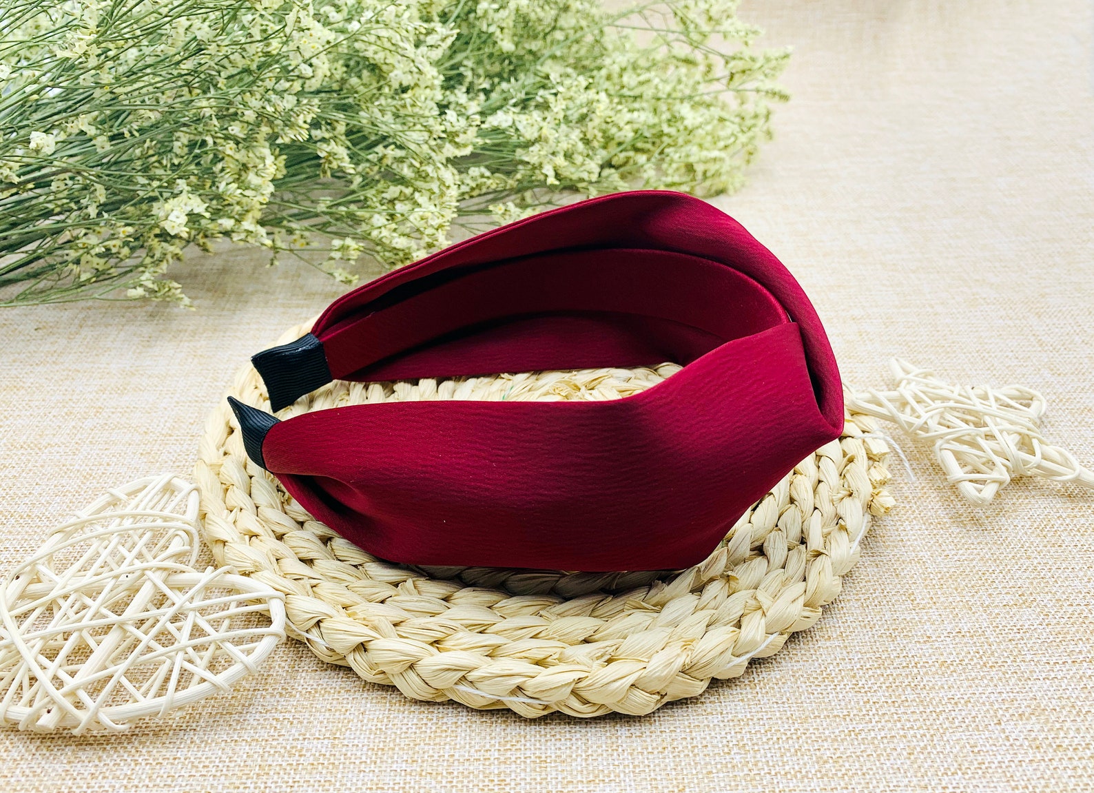 Wine Red Satin Twist Headband,headbands for Women,bohemian Headband ...
