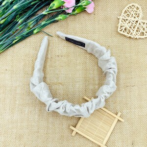 Original Linen Pleated Headband,linen Ruched Ruffle Headband,linen ...
