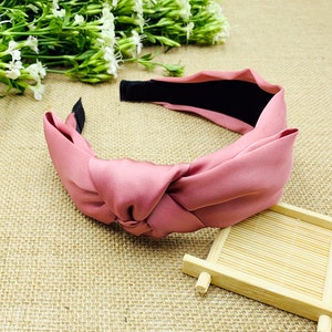 Pink Satin Big Side Bow Knotted Headbandstylish Fashion - Etsy