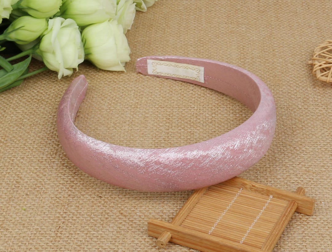 Satin Padded Headband With Silver Glossy ,headbands for Women,solid ...