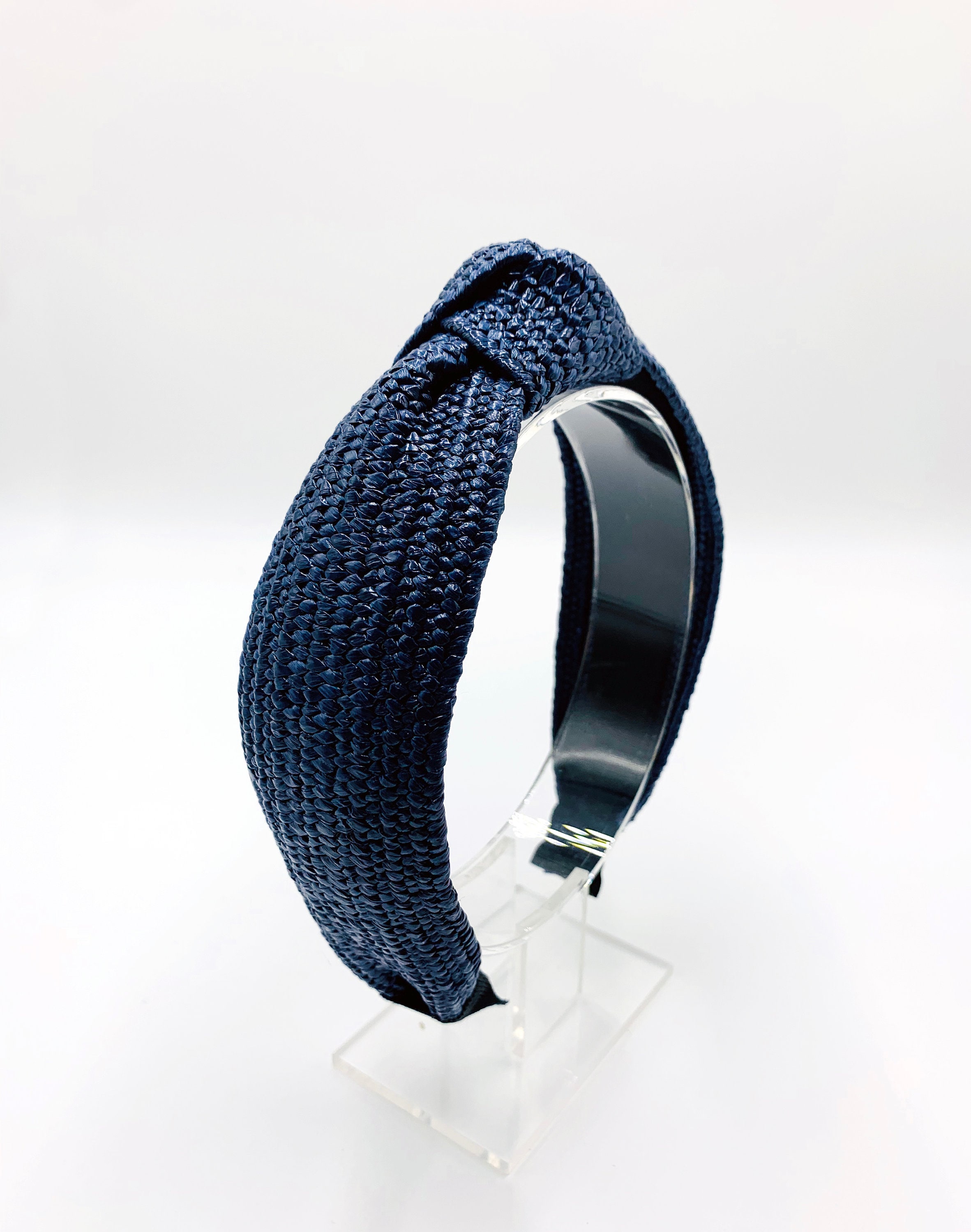 Navy Blue Straw Weaving Knotted Headband,headbands for Women,bohemian ...