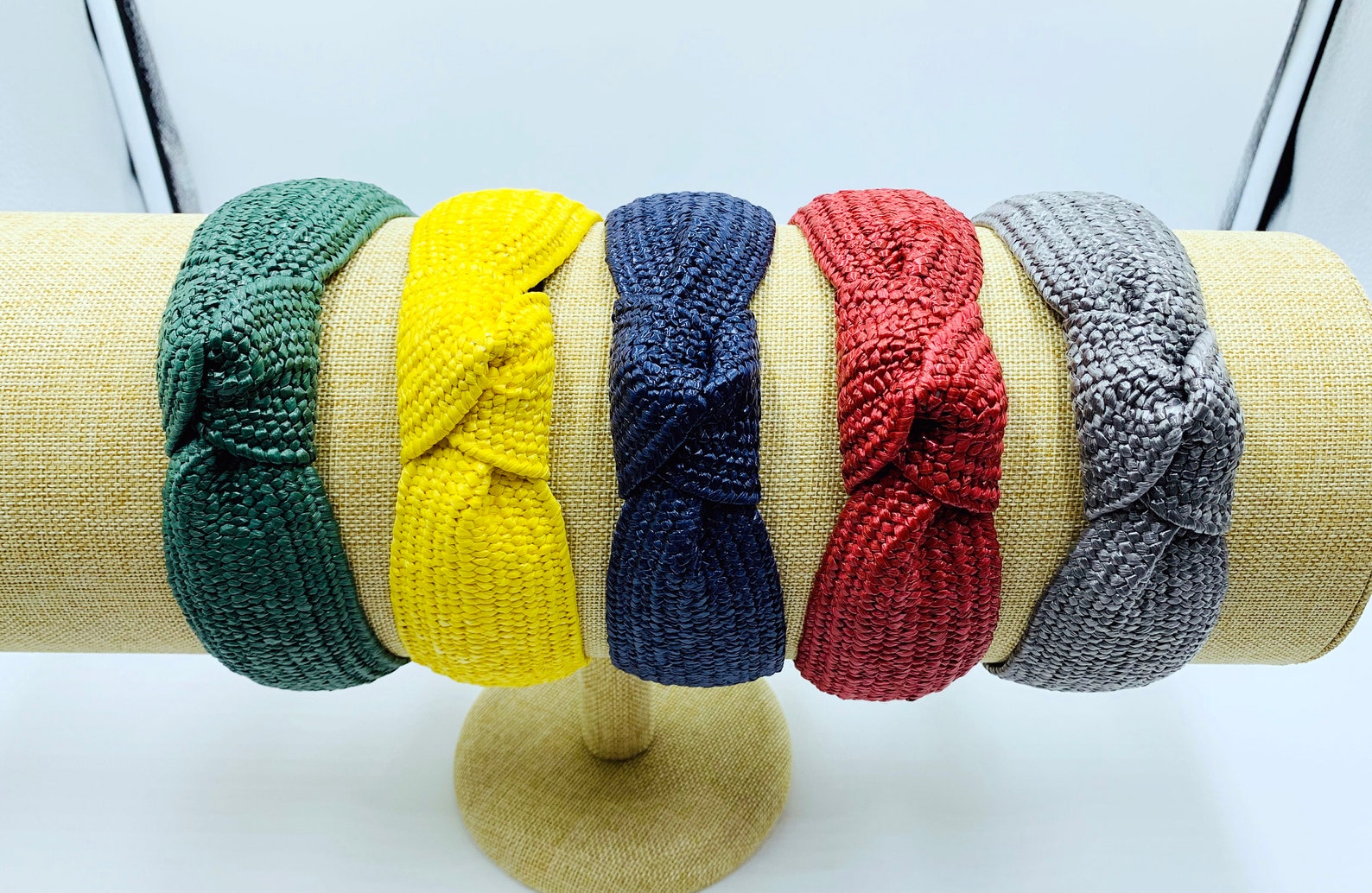 Navy Blue Straw Weaving Knotted Headband,headbands for Women,bohemian ...