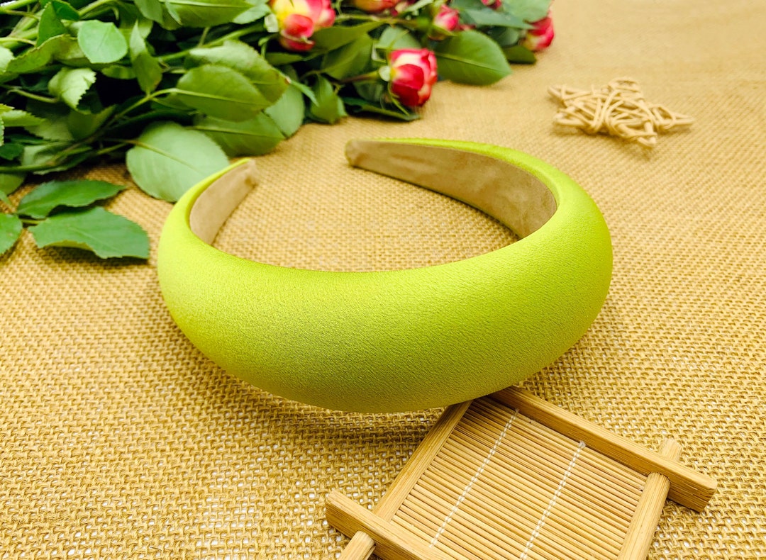 Wasabi Green Satin Padded Headband,wide Headband,alice Band,green Satin ...