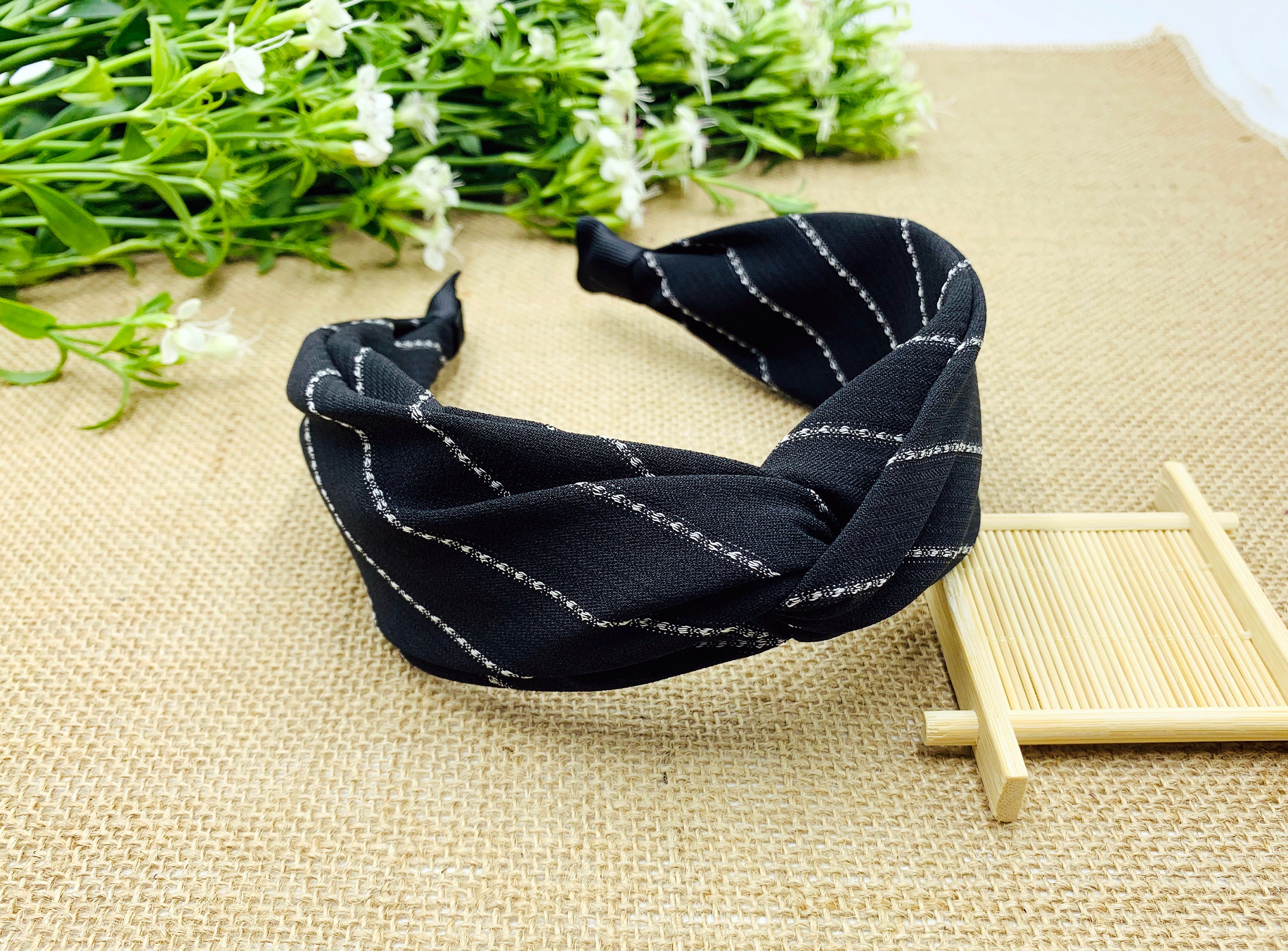 Black stripes cross headbandstylish fashion | Etsy