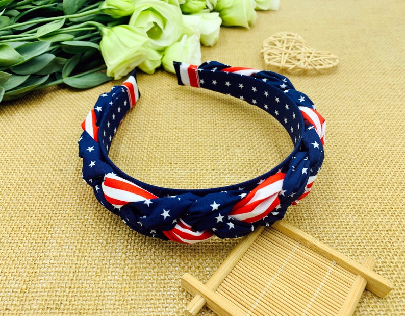 American Flag Braided Headband4th of July Headbandpatriotic - Etsy