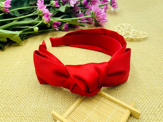 Red Satin Bow Headbandred Silky Satin Bow Knotted - Etsy