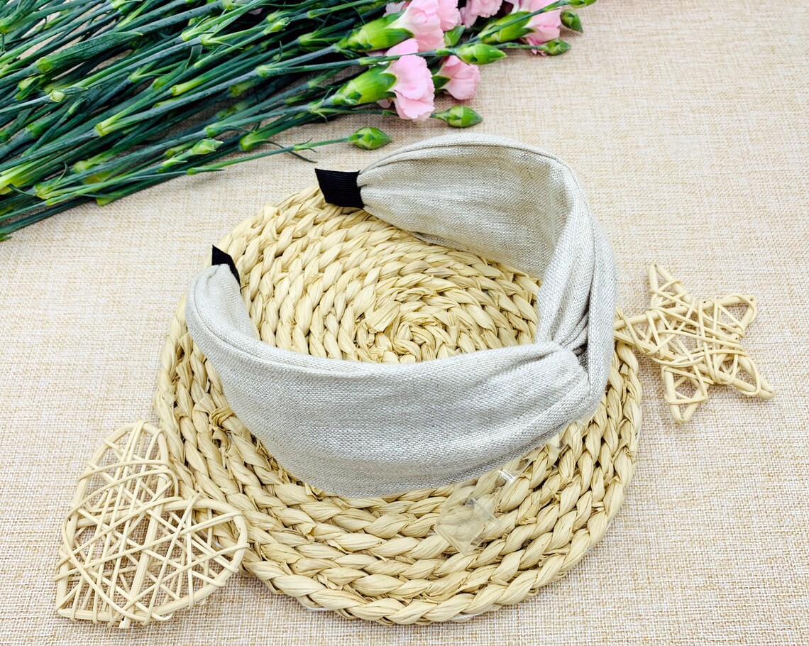 Original linen twisted headbandLinen cross headbandstylish | Etsy
