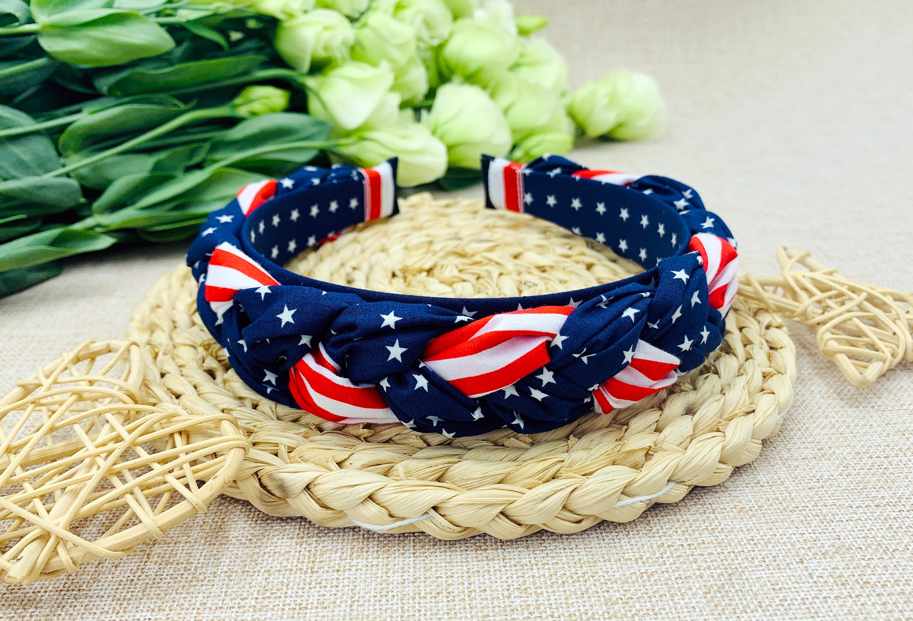 American Flag Braided Headband4th of July Headbandpatriotic - Etsy