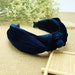 Navy Blue Velvet Front Braided Headband,navy Velvet Flock Deep Braided ...