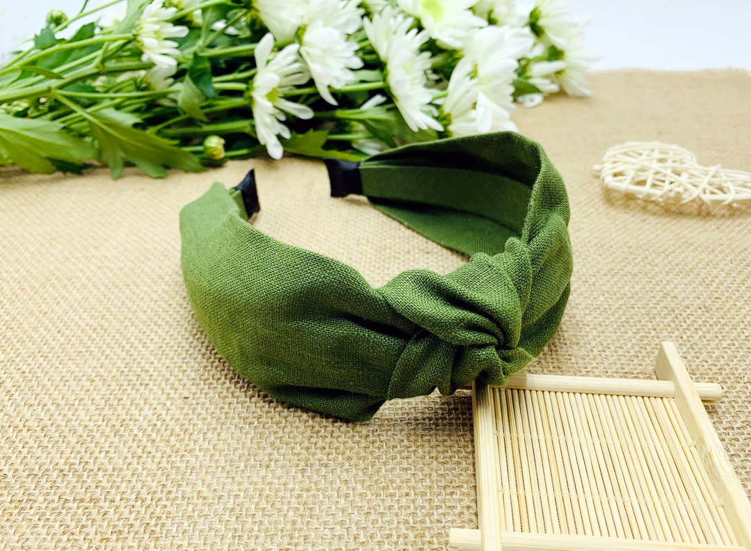 Army Green Linen Knot Headband,army Green Knotted Headband,stylish ...