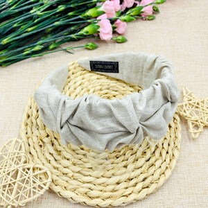 Original Linen Pleated Headband,linen Ruched Ruffle Headband,linen ...