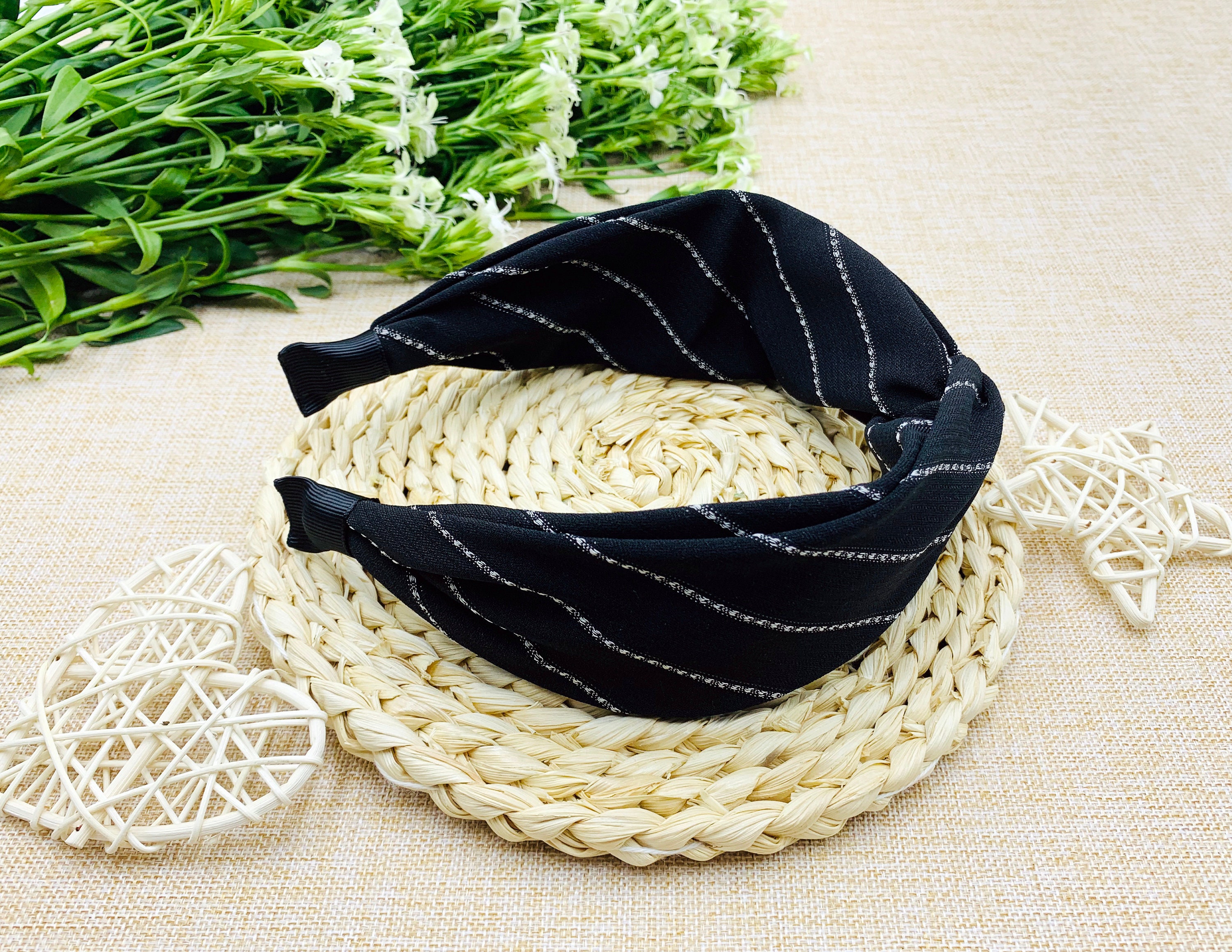 Black stripes cross headbandstylish fashion | Etsy