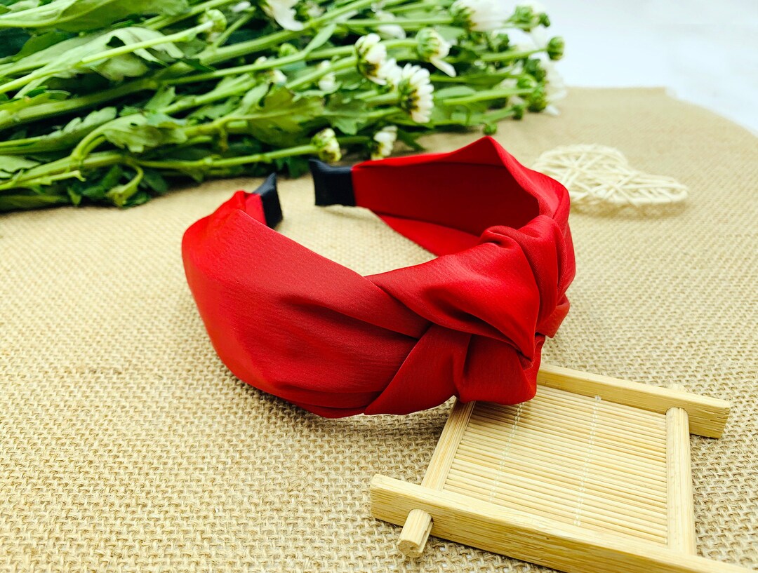 Red Satin Wide Knotted Headband,red Silky Satin Headband ,headbands for ...