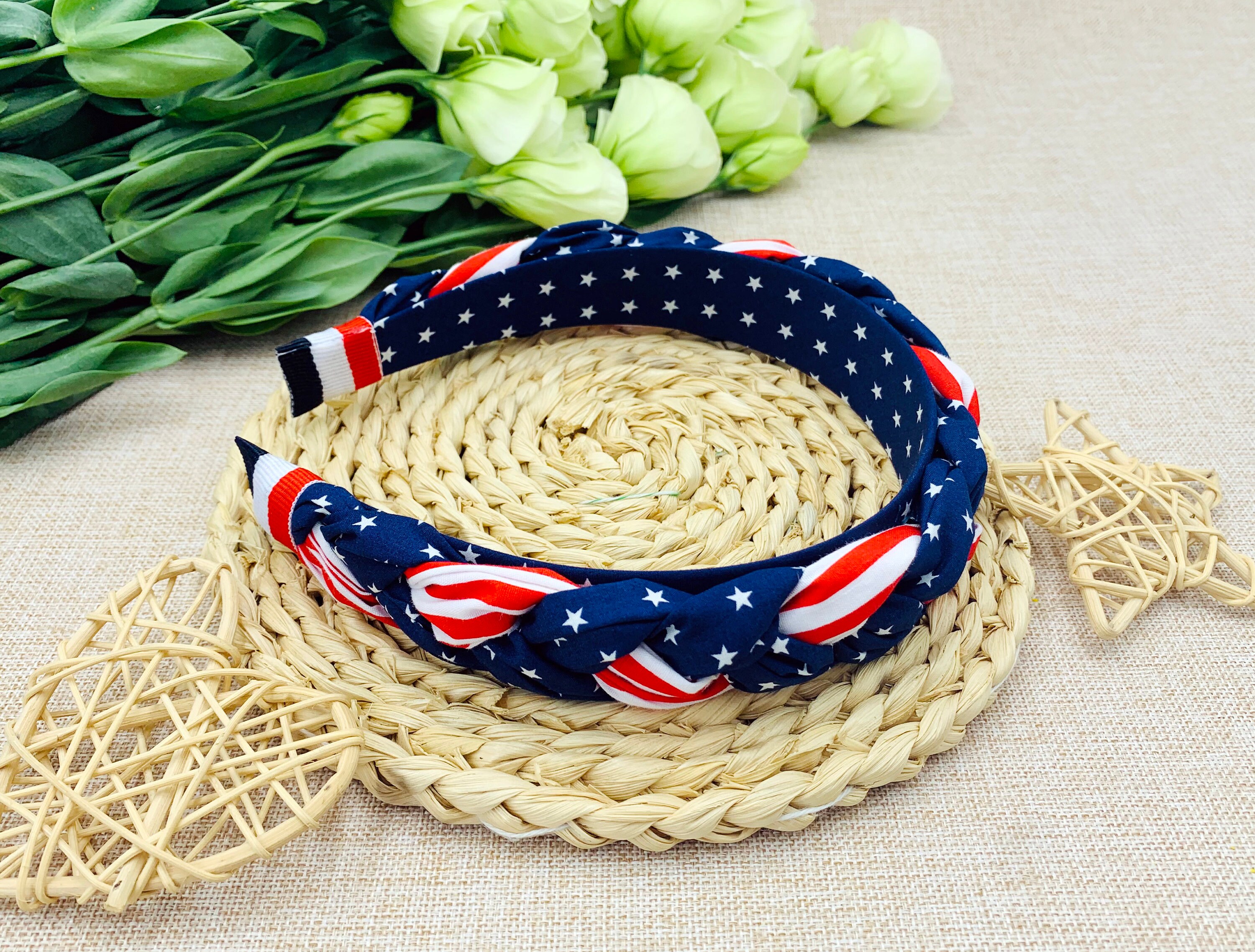 American Flag Braided Headband4th of July Headbandpatriotic - Etsy