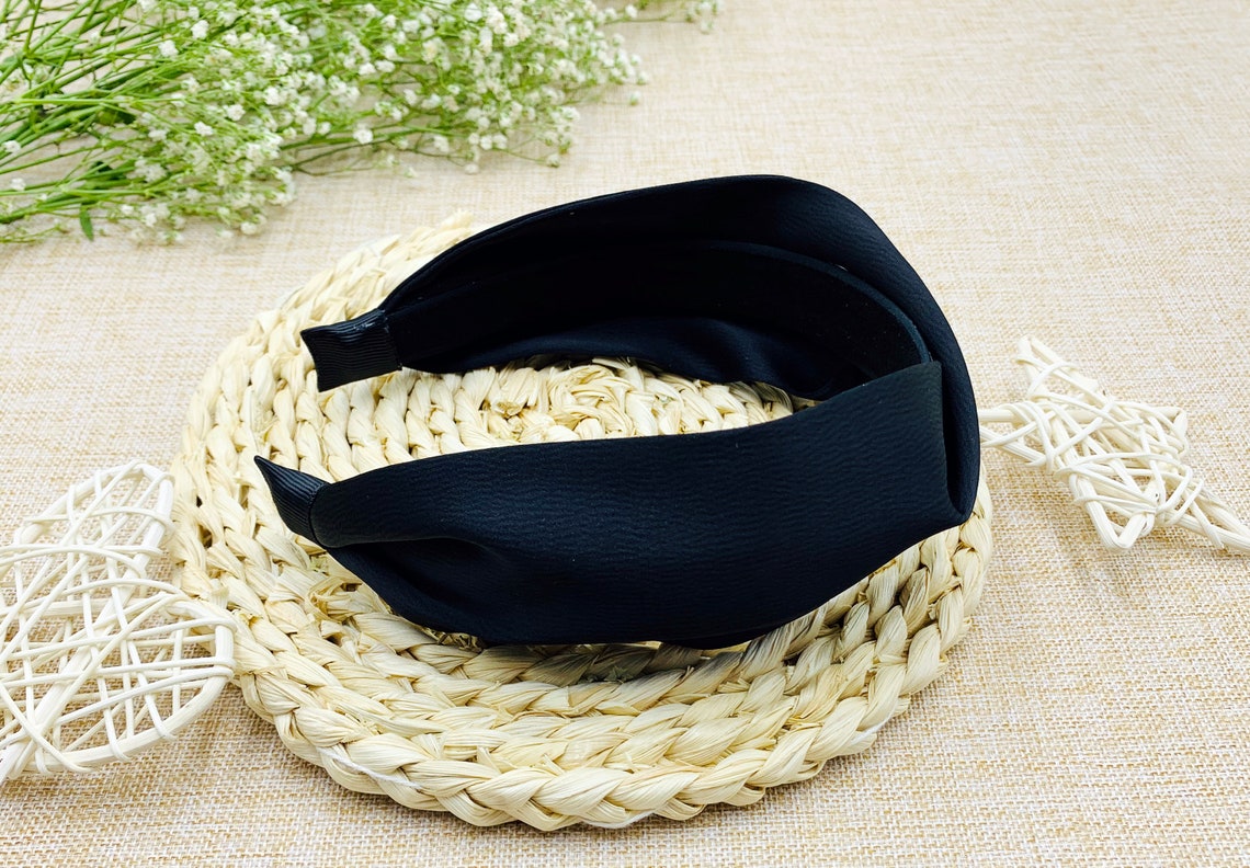 Black satin twist headbandheadbands for womenbohemian | Etsy