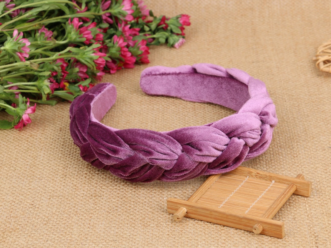Dusky Purple Velvet Wide Braided Headband,dusky Purple Velvet Flock ...