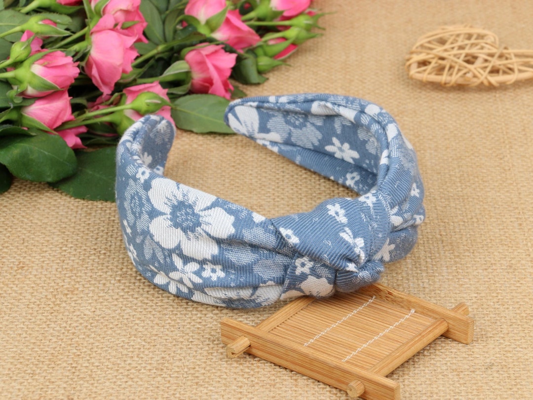 Light Blue Denim Knotted Headband,denim Knotted Headband,denim Headband ...