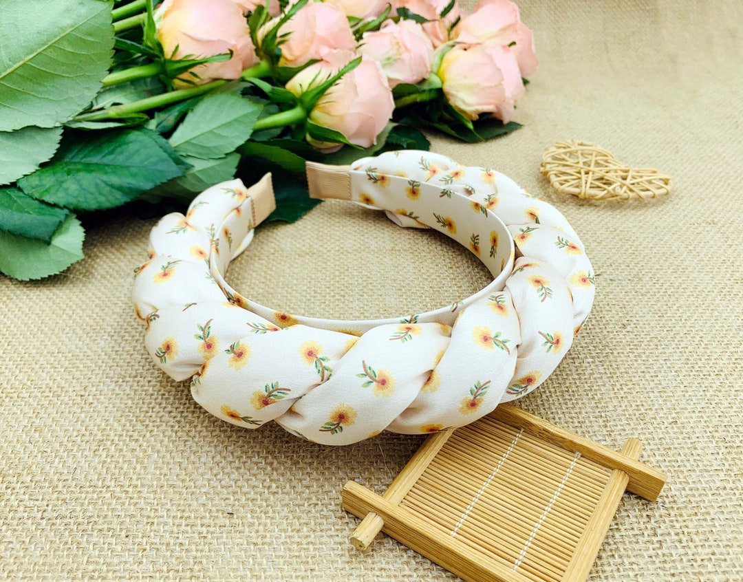 Daisy Padded Braided Headband,braided Daisy Fabric Flock Deep Padded ...