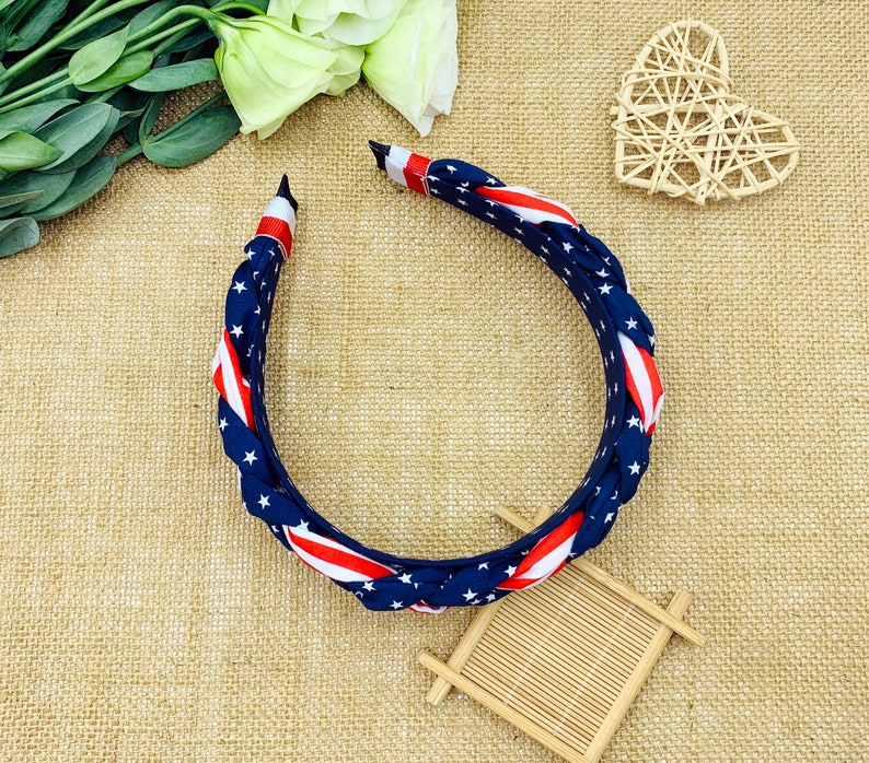 American Flag Braided Headband4th of July Headbandpatriotic - Etsy