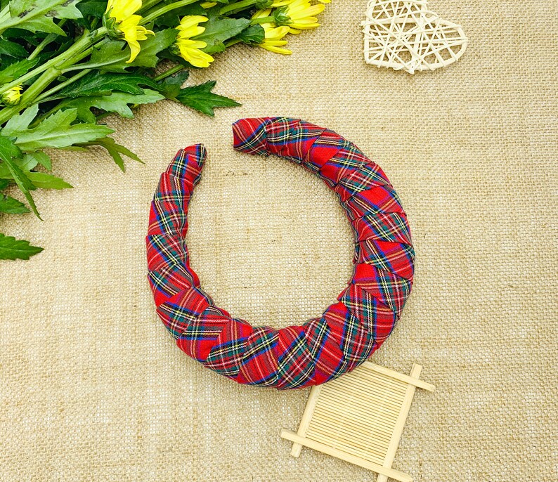 Red Plaid Bind Padded Headbandstylish Fashion - Etsy