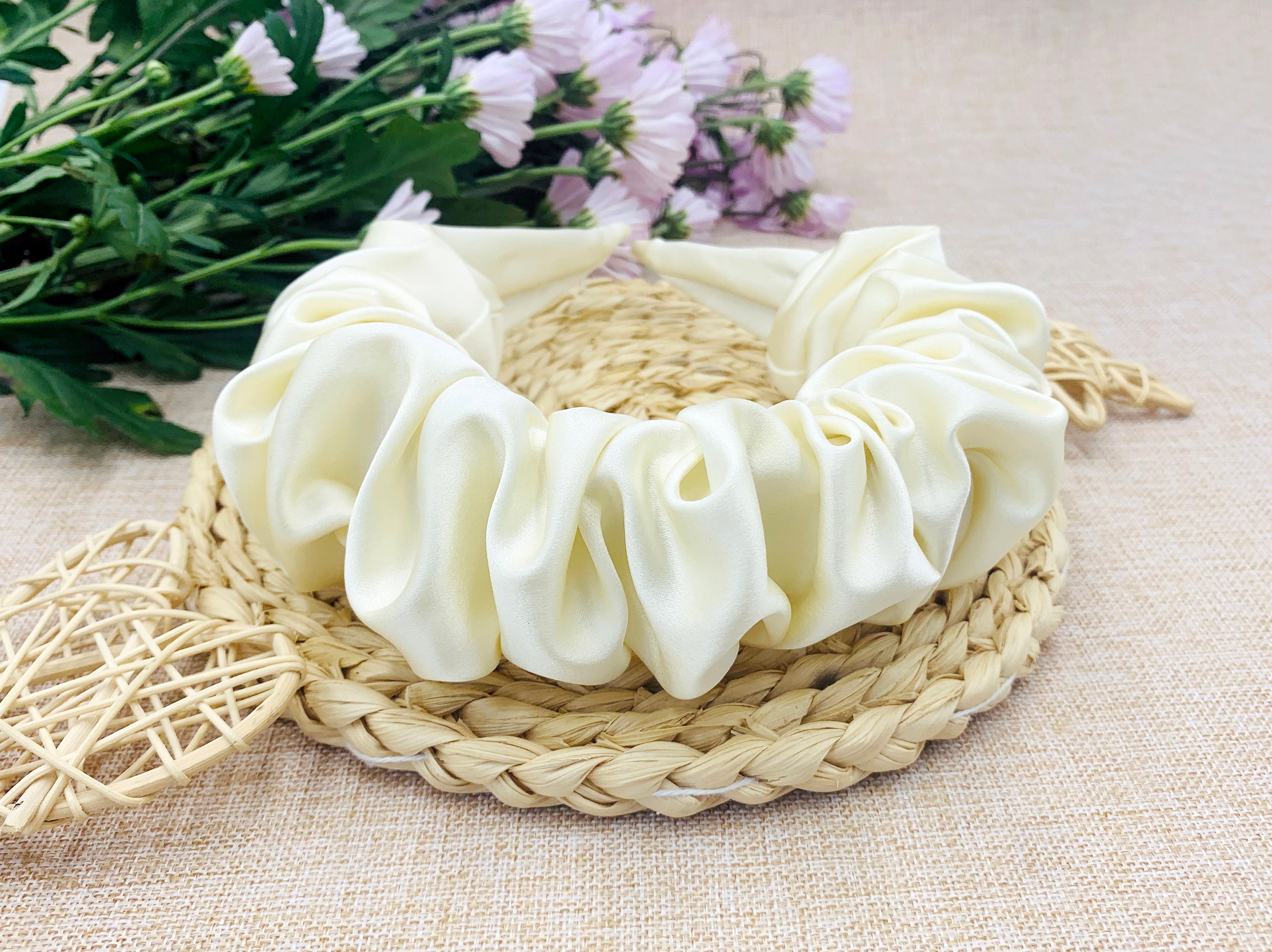 Ivory Pure Silk Ruched Ruffle HeadbandSilk | Etsy