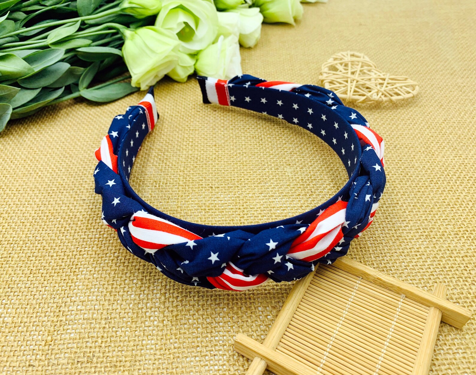American Flag Braided Headband4th of July Headbandpatriotic - Etsy