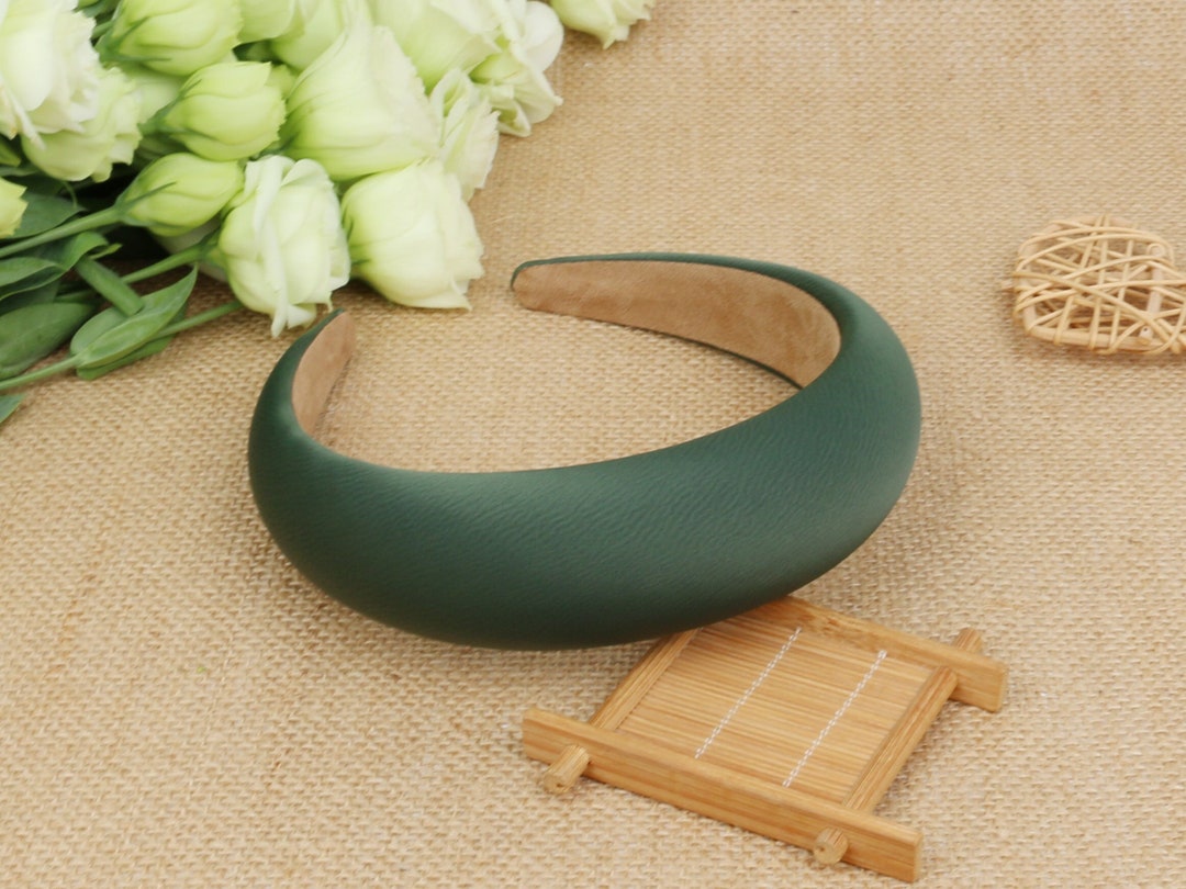 Army Green Satin Padded Headband,wide Headband,alice Band,boho Headband ...