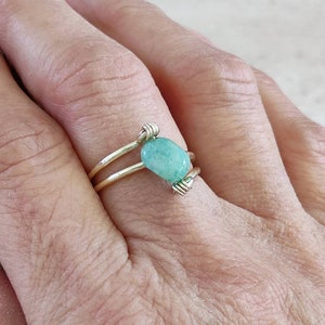 Adjustable Amazonite Ring, Amazonite Ring, Green Stone Ring, Amazonite Jewelry, Gold Adjustable ...